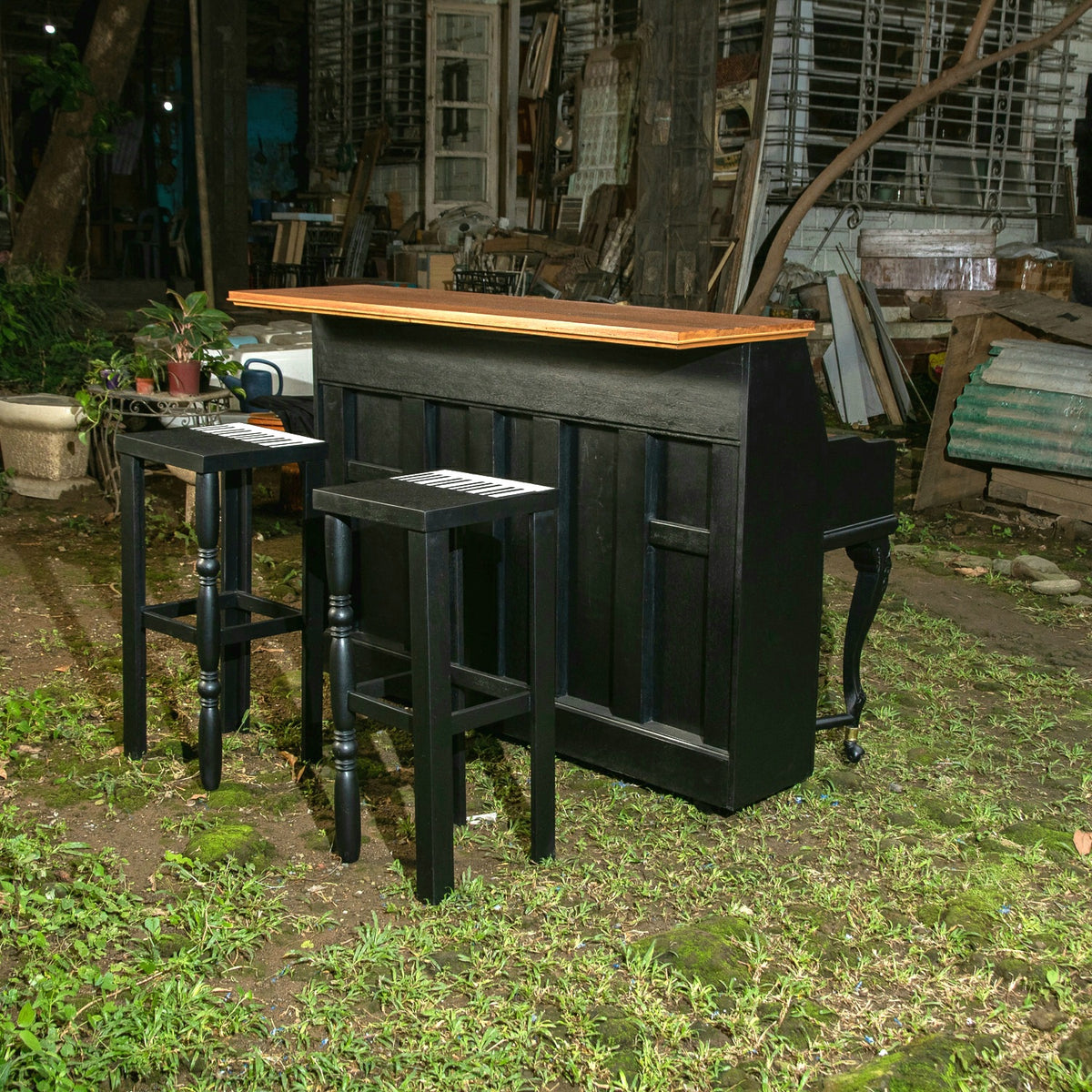 Piano Bar with Bar Stools – Resurrection Furniture and Found Objects ...
